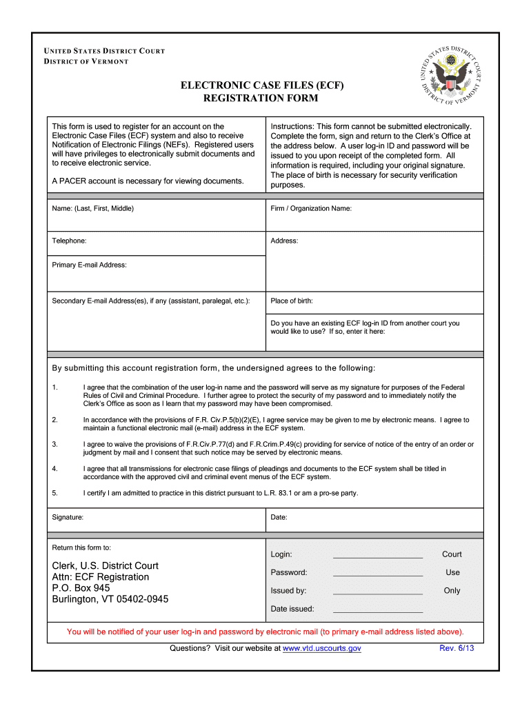 Fillable Online ECF Registration Form Fax Email Print - pdfFiller