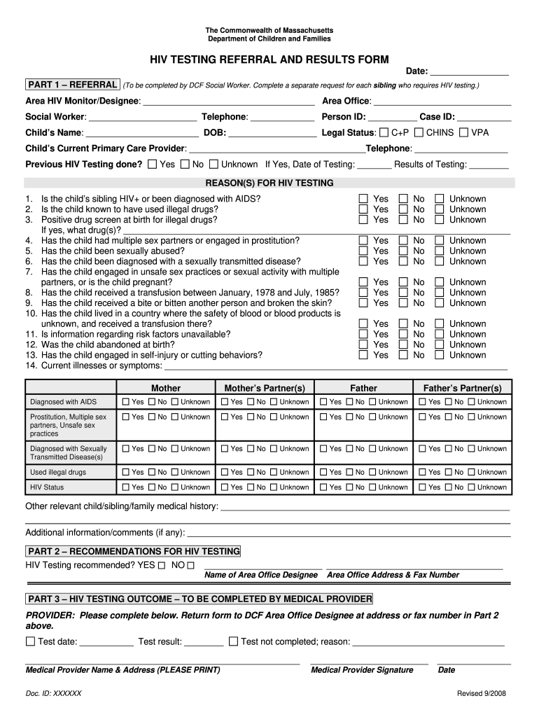 Download Hiv Test Form Fill Online Printable Fillable Blank 