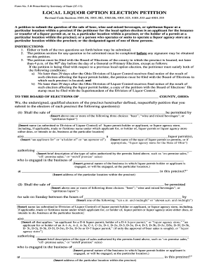 Local Liquor Option Election Petition - Ohio Secretary Of State - Sos ...