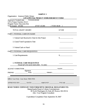 Fillable Online LSTA Special Project Disbursement Form Fax Email Print ...