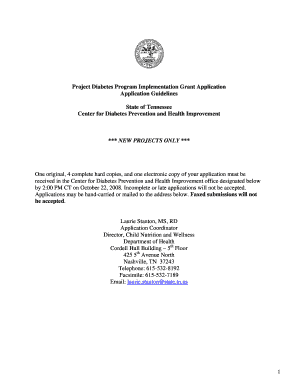 Fillable Online health state tn Project Diabetes Program Implementation ...
