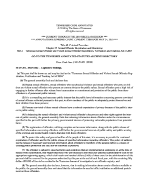 Fillable Online TENNESSEE CODE ANNOTATED 2010 by The State of ... Fax ...