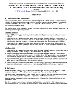 Fillable Online Initial Notification and Compliance Status for Gasoline ...