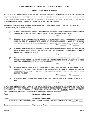 Fillable Online Definition of Replacement - AIG Fax Email Print - pdfFiller