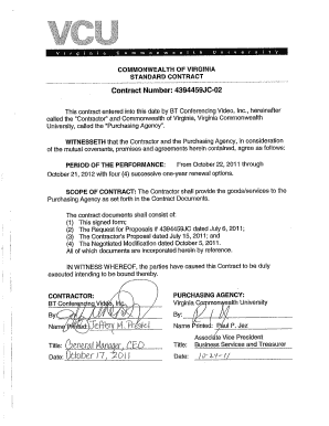 Fillable Online vcu vcu contract 4394459jc form Fax Email Print - pdfFiller
