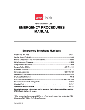 Fillable Online Emergency Procedures Manual for UTMB Health Fax Email ...