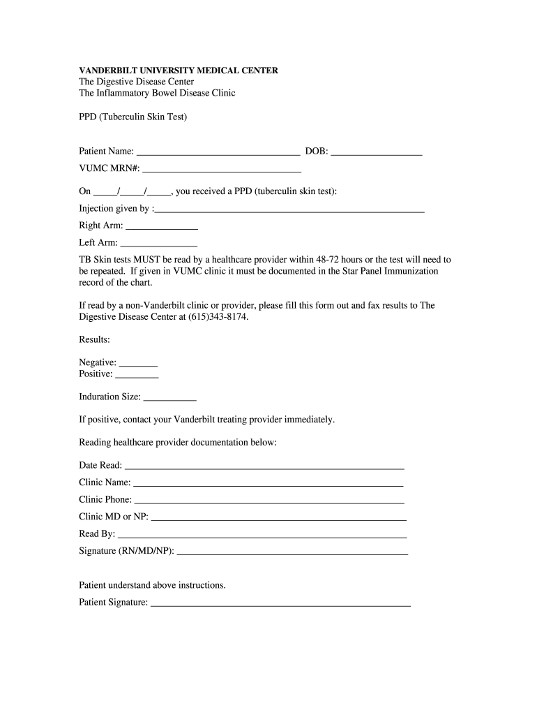 PPD Tuberculin Skin Test Fill And Sign Printable Template Online 