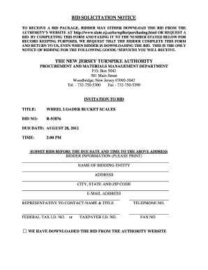 Fillable Online nj REQUEST FOR BIDS MATERIAL AND ... - State of New ...
