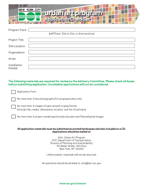 Fillable Online Urban Art Program Application Checklist Fax Email Print ...