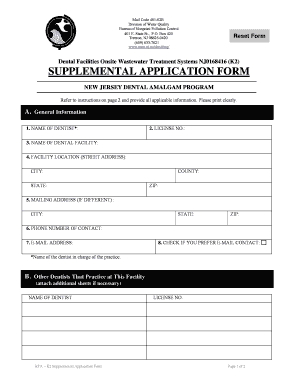 Fillable Online nj SUPPLEMENTAL APPLICATION FORM - State of New Jersey ...