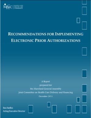 Fillable Online mhcc dhmh maryland Recommendations for Implementing Electronic Prior ...