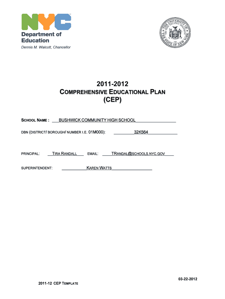 Fillable Online Comprehensive Educational Plan for Bushwick Community ...