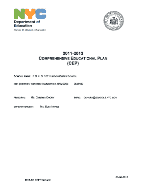 Fillable Online schools nyc psis 187 hudson cliffs 2012 cep form Fax ...