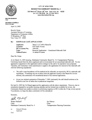 Fillable Online nyc Letter to DCA re: Sidewalk Caf : renewal, Marseille ...