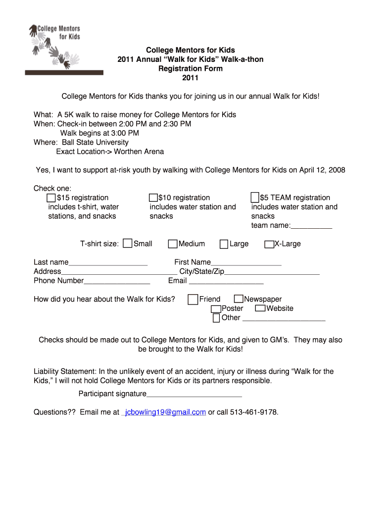 Fillable Online Walk for Kids Registration Fax Email Print - pdfFiller