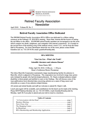 Fillable Online rwjms umdnj retired faculty association robert wood johnson form Fax Email Print ...