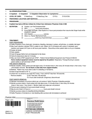 Fillable Online fhshealth Post Cardiac Intervention Procedure - fhshealth Fax Email Print ...