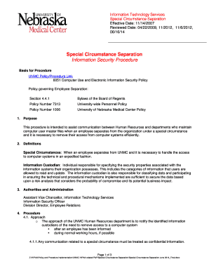 Fillable Online unmc Special Circumstance Separation Information ...