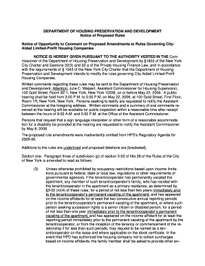 Fillable Online Notice of Opportunity to Comment on Proposed Amendments to Rules Governing City ...