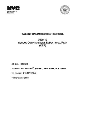 Fillable Online Comprehensive Educational Plan for Talent Unlimited ...