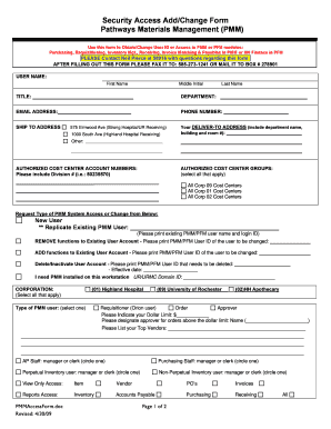 Fillable Online urmc rochester Security Access Add/Change Form Pathways ...