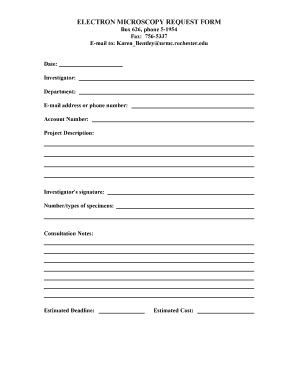 Fillable Online urmc rochester ELECTRON MICROSCOPY REQUEST FORM - urmc ...