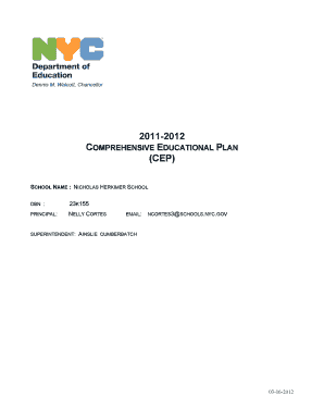 Fillable Online schools nyc 2011-2012 COMPREHENSIVE EDUCATIONAL PLAN ...