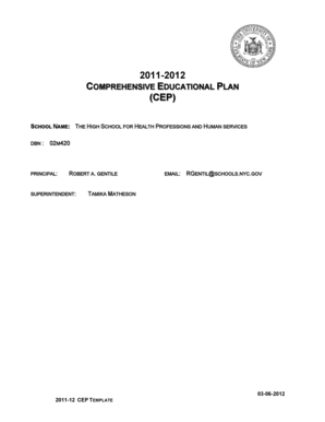 Fillable Online 2011-2012 Comprehensive Educational Plan Fax Email ...
