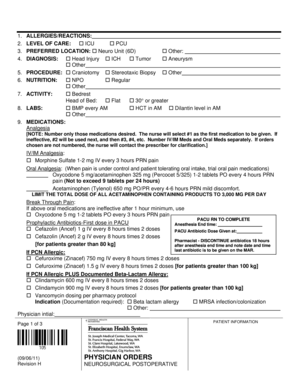 Fillable Online fhshealth Neurosurgical Postoperative - fhshealth Fax Email Print - pdfFiller