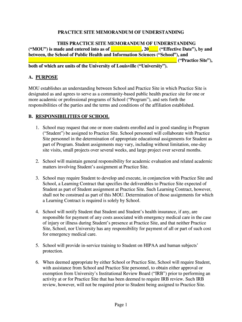 Sample Mou For Nonprofit Partnership Example Fill And Sign Printable 