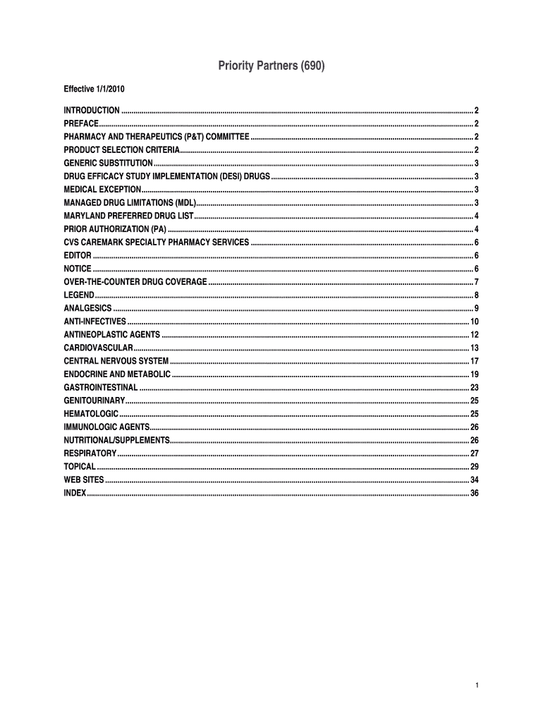 Fillable Online 2010 Priority Partners MCO Formulary Fax Email Print ...