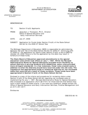 Fillable Online michigan OSE-EIS Memorandum 06-16. Application for ...