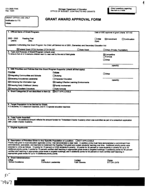 Fillable Online Grant Award Approval Form Fax Email Print - pdfFiller