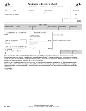 Fillable Online michigan Moped Application - michigan Fax Email Print ...