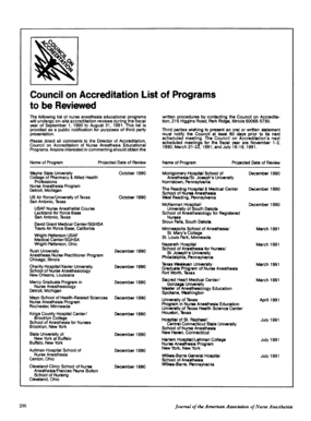 Fillable Online AANA Journal, August 1990. Council on Accreditation ...