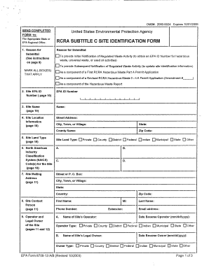 Fillable Online Rcra subtitle c site identification fillable form Fax ...