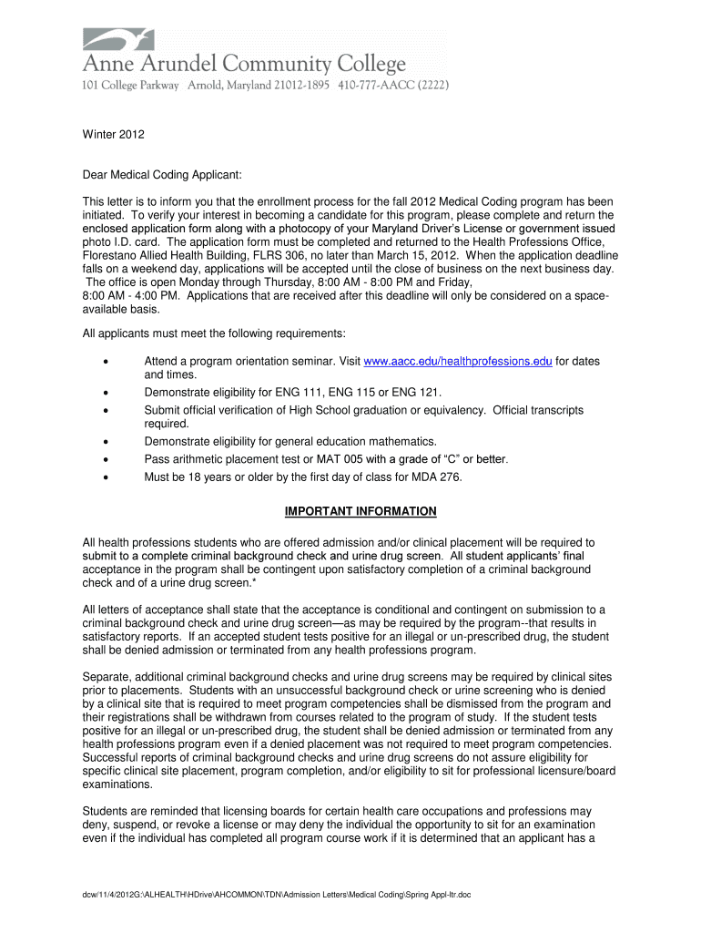 January 9, 1998 - Anne Arundel Community College - aacc: Fill out ...