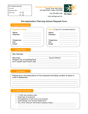 Fillable Online haringey gov Pre-Application Planning Advice Request ...