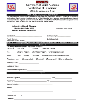 Fillable Online southalabama EnrollVerify0203.doc - southalabama Fax ...