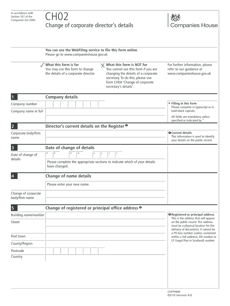 Change of corporate director's details (CH02) - Companies House ...