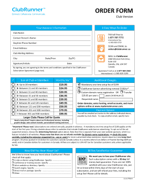 Fillable Online ORDER FORM - ClubRunner Fax Email Print - pdfFiller