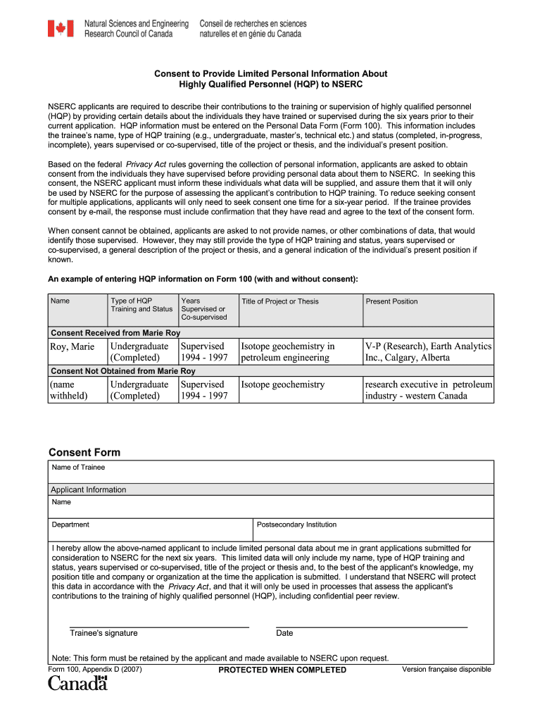 Canada consent personal information: Fill out & sign online | DocHub