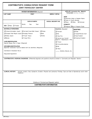 Fillable Online Contributor's consultation request form - The Joint Pathology Center ... Fax ...