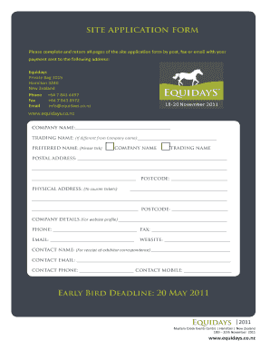 Fillable Online Site application form - Equidays Fax Email Print ...