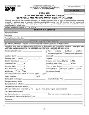 Fillable Online Residual Waste Land Application Quarterly and Annual ...