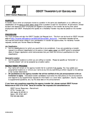 Fillable Online oregon odot trasnsfer list form Fax Email Print - pdfFiller