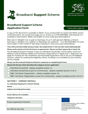 Fillable Online Broadband Support Scheme Application Form - Bentley Walker Fax Email Print ...