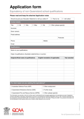 Fillable Online Application form - Queensland Studies Authority Fax ...