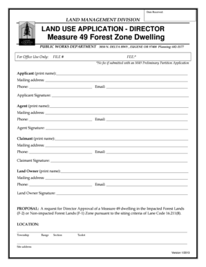 Fillable Online lanecounty Date Received: LAND MANAGEMENT DIVISION LAND ...