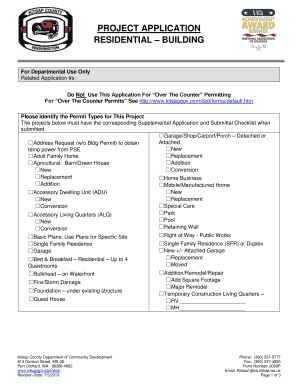 Fillable Online Residential Building Project Application Fax Email Print - pdfFiller